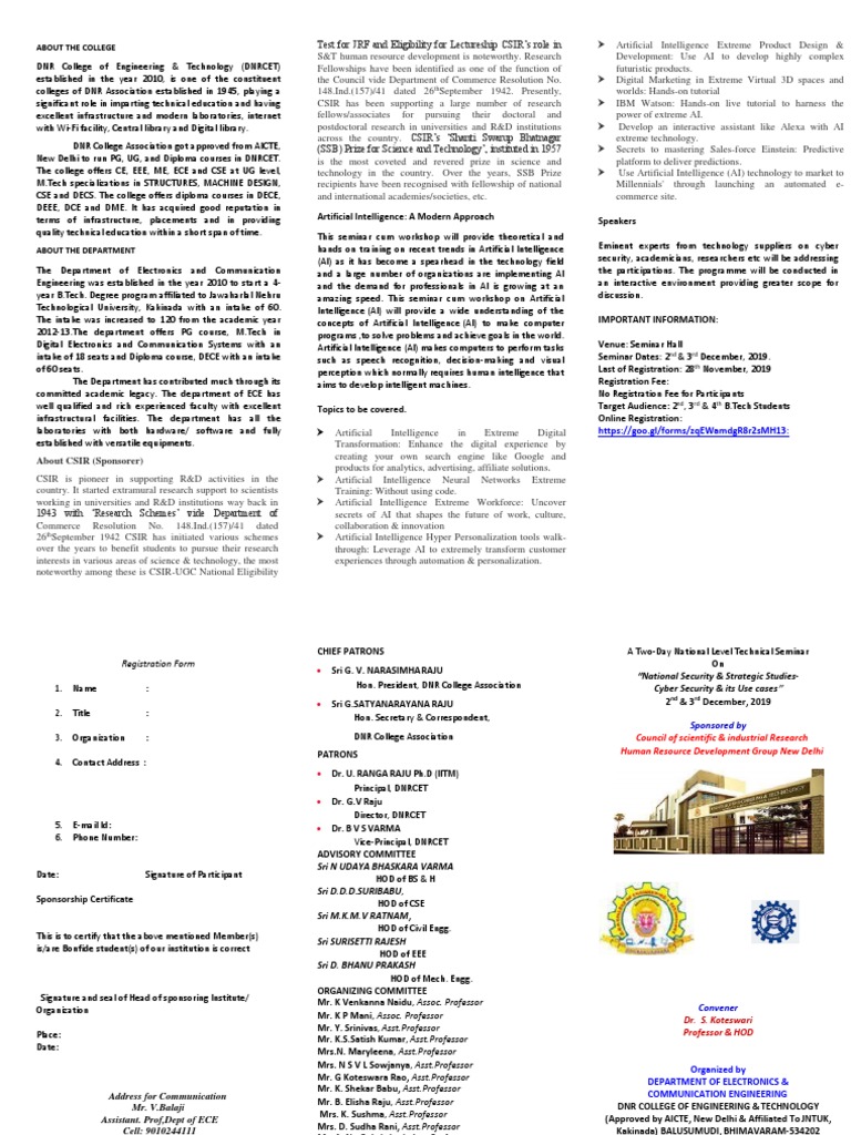 Artificial Intellegence Broucher | PDF | Artificial Intelligence | Intelligence (AI) & Semantics