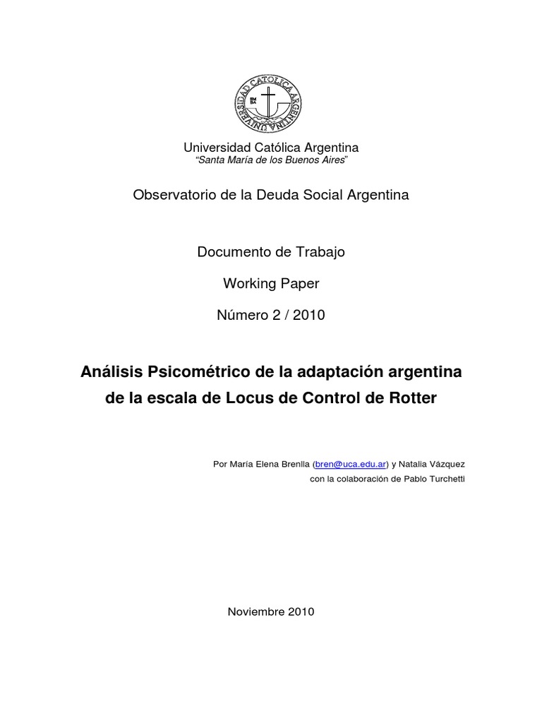 Escala Locus de Control Interno y Externo | PDF | Validez (Estadísticas ...