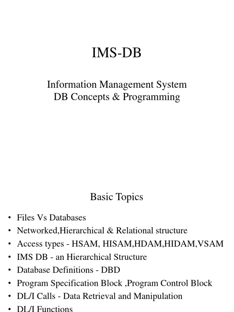 Ims-Db: Information Management System DB Concepts & Programming | PDF | Databases | Data