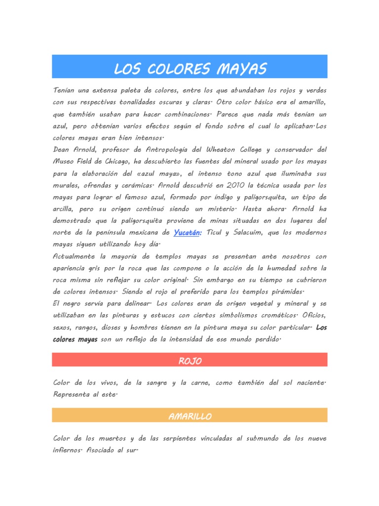 Los Colores Mayas | PDF | Civilización maya | Color