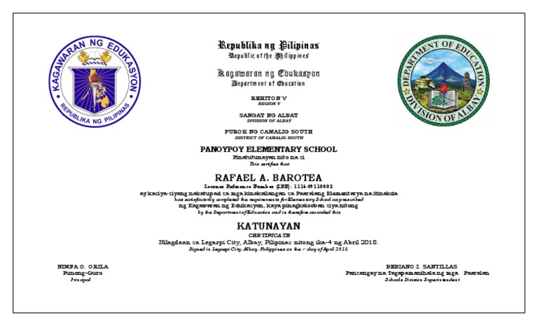 Grade 6 Diploma Certificate Sample | PDF