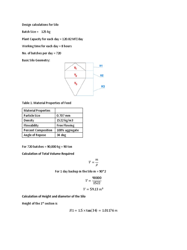 Silo Design and Volume Calculations | PDF | Volume | Applied And ...