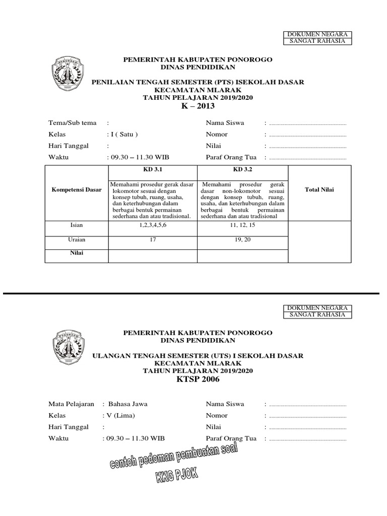 Kop Soal Pts Uts | PDF