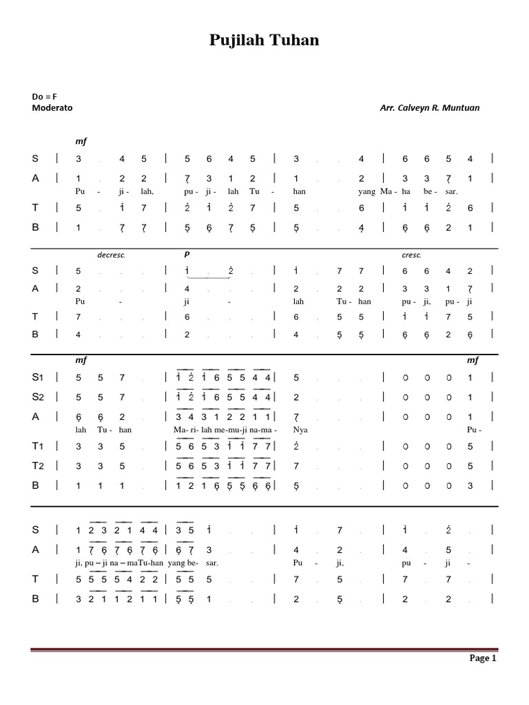Pujilah Tuhan SATB | PDF