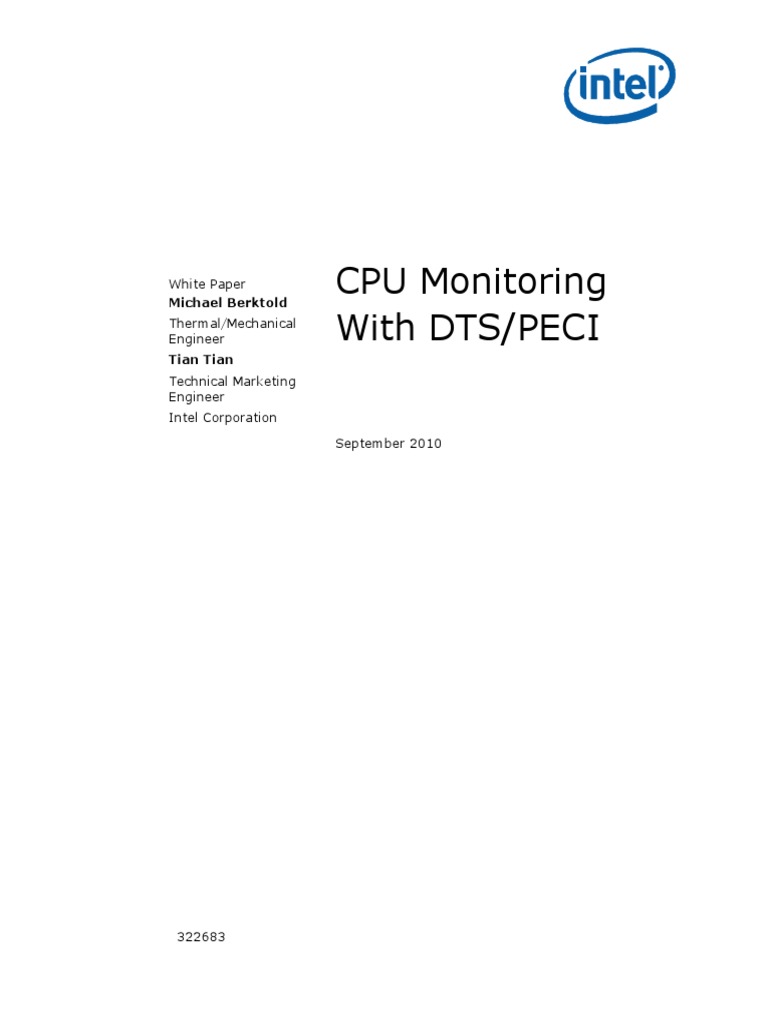 CPU Monitoring With DTS/PECI - Intel Corporation 2010 | PDF | Multi ...