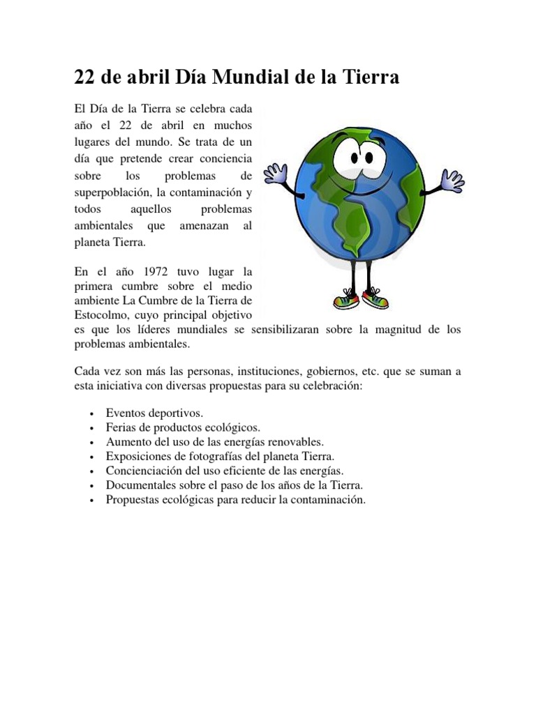 Día Mundial de la Tierra: 22 de abril | PDF