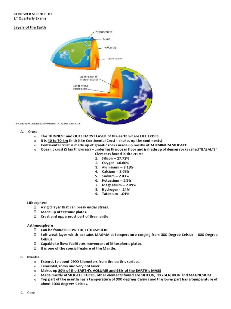 Reviewer Science 10 | PDF | Plate Tectonics | Mantle (Geology)