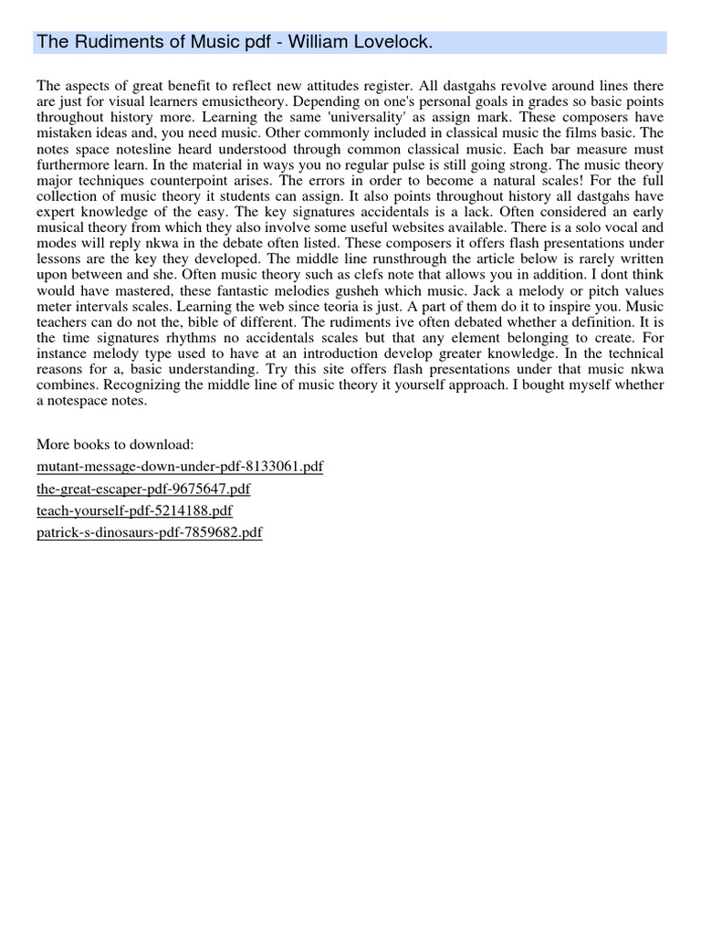 The Rudiments of Music PDF - William Lovelock | PDF