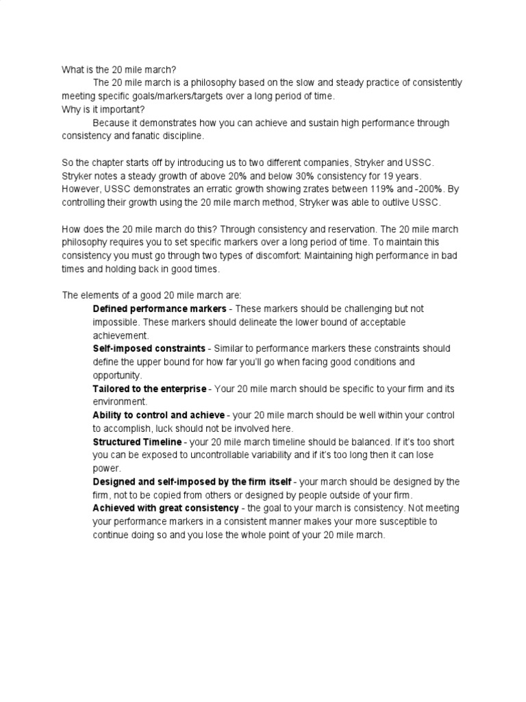 20 Mile March: Notes | PDF