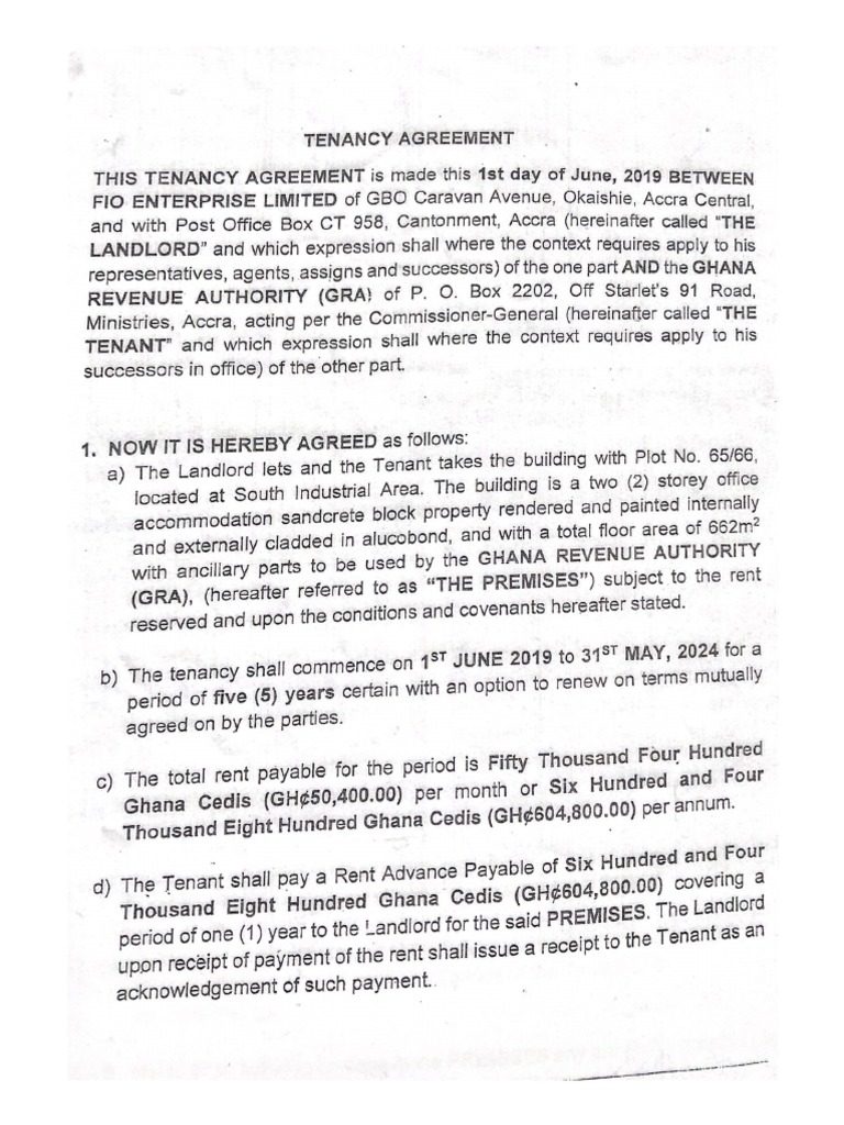 GRA Tenancy Agreement 1 | PDF