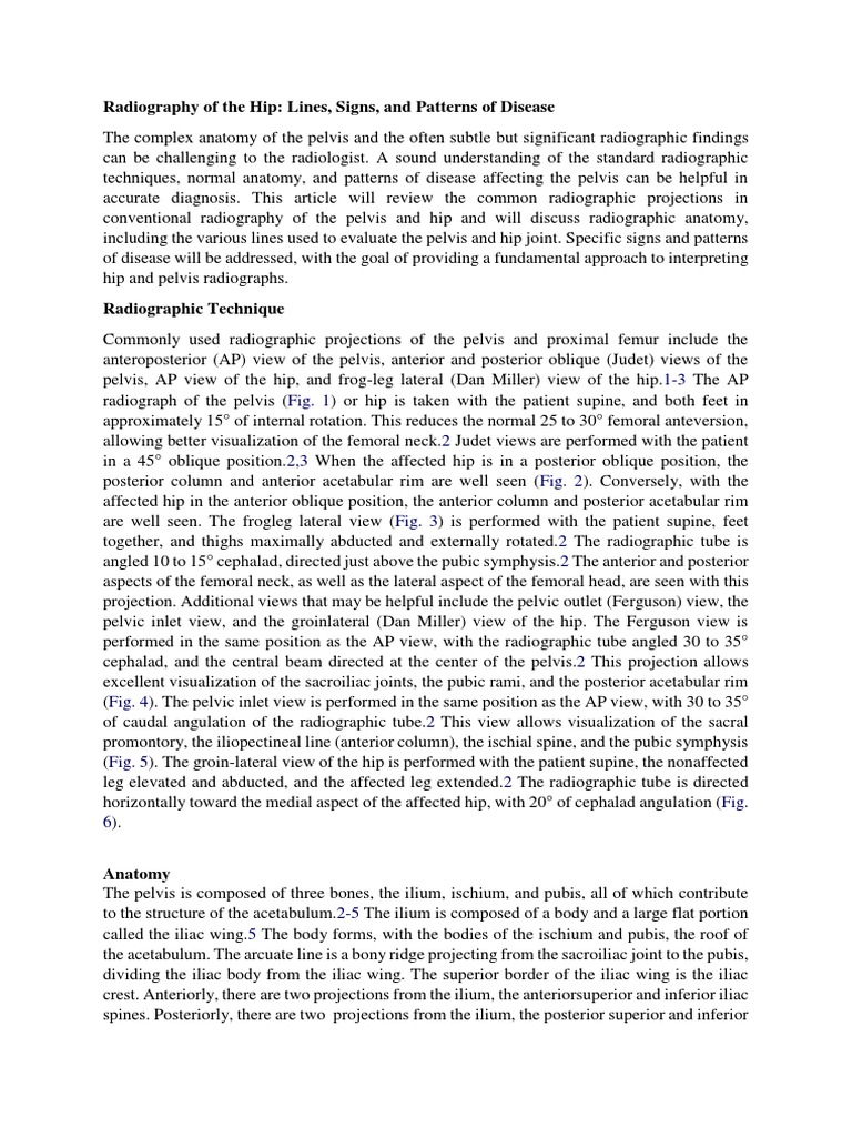 Radiography of The Hip: Lines, Signs, and Patterns of Disease | PDF ...
