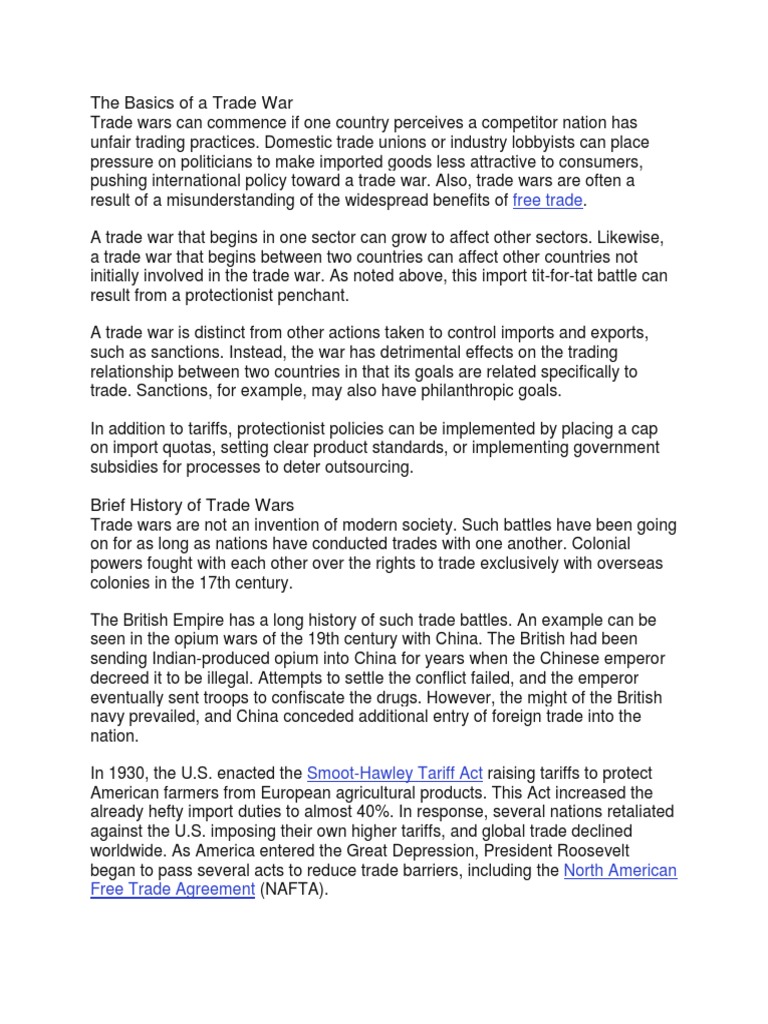 The Basics of A Trade War | PDF | Tariff | Protectionism