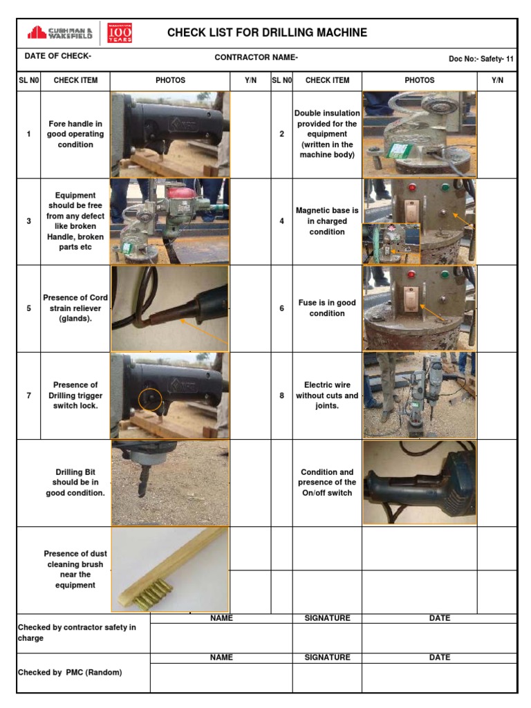 11 - Drilling Machine Checklist | PDF