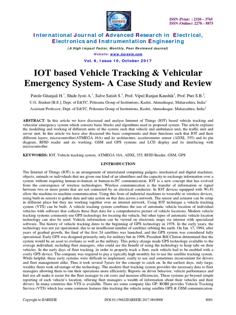 IOT Based Vehicle Tracking & Vehicular Emergency System-A Case Study ...