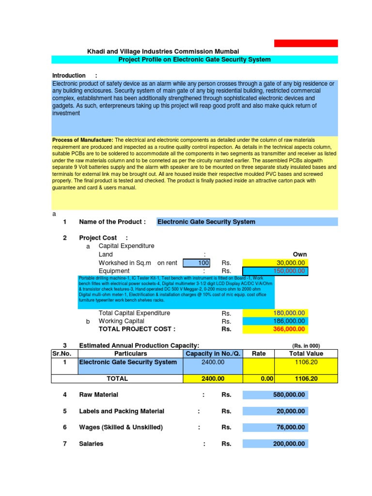 Project Profile On Electronic Gate Security Systems | PDF | Printed ...