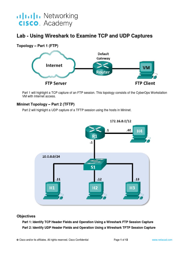 4.6.4.3 Lab - Using Wireshark To Examine TCP and UDP Captures | PDF | Transmission Control ...