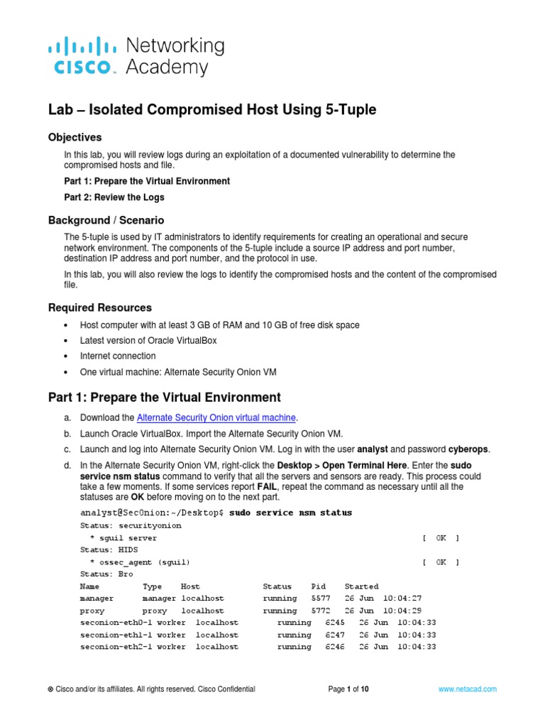 12.4.1.2 Alt Lab - Isolate Compromised Host Using 5-Tuple | PDF | File Transfer Protocol ...