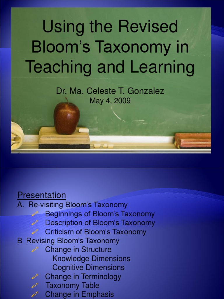 REVISED BLOOMS TAXONOMY-ppt-ADZ-050309 | Download Free PDF ...