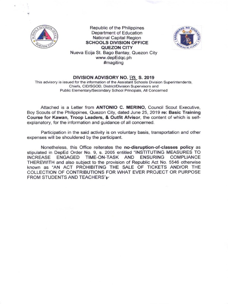 No. 178 Division Advisory - Basic Training Course For Kawan Troop ...