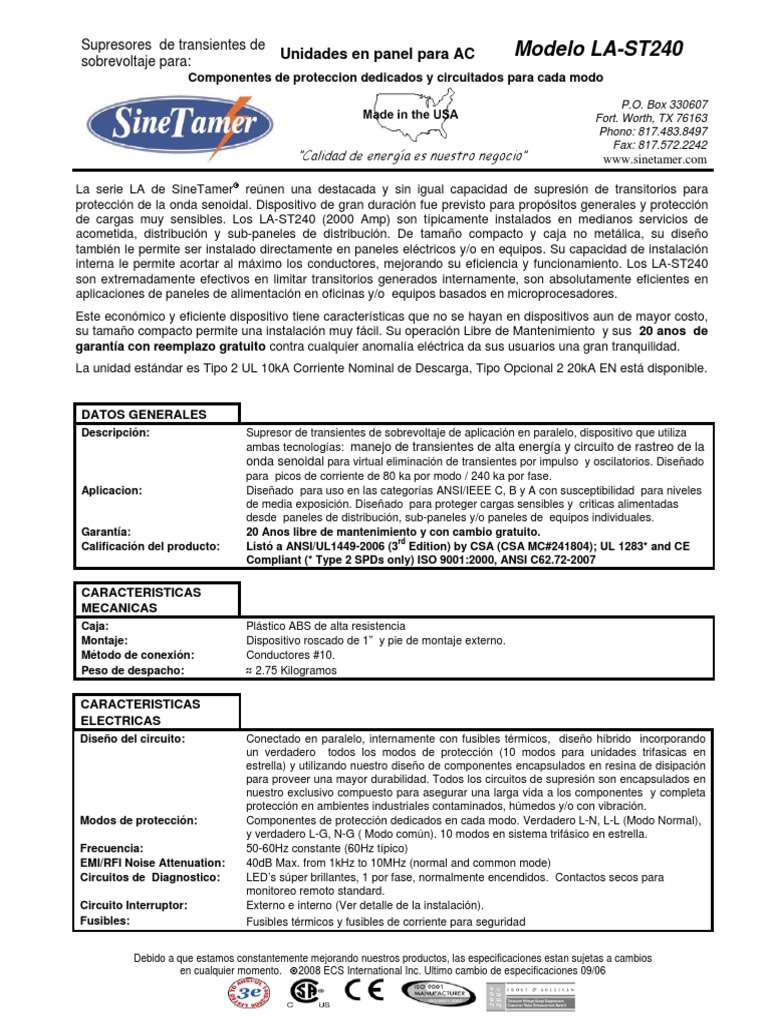 LA ST240 Español | PDF | Corriente eléctrica | Ingeniería