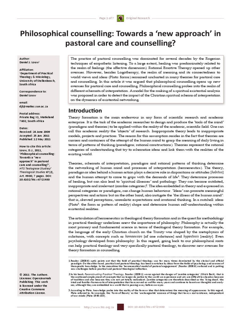 Philosophical Counselling Pdf Psychotherapy Existentialism