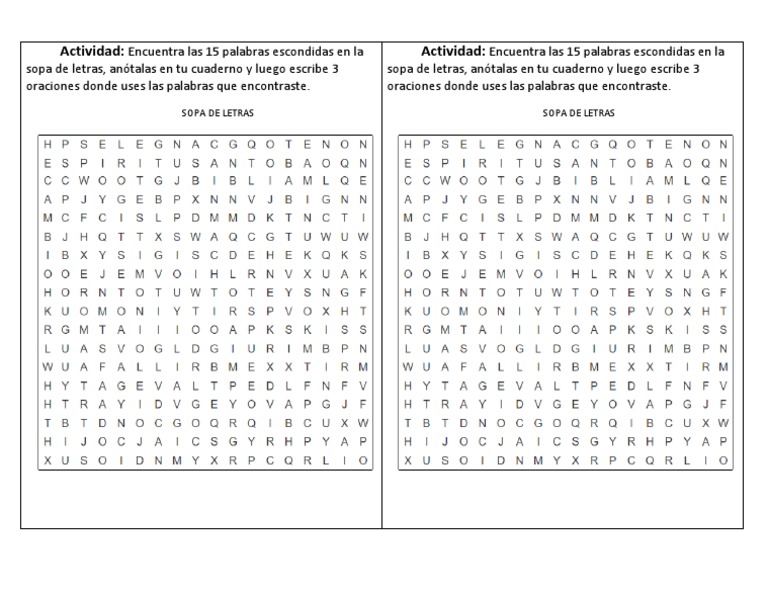 Sopa de Letras Sobre El Testimonio Religioso | PDF