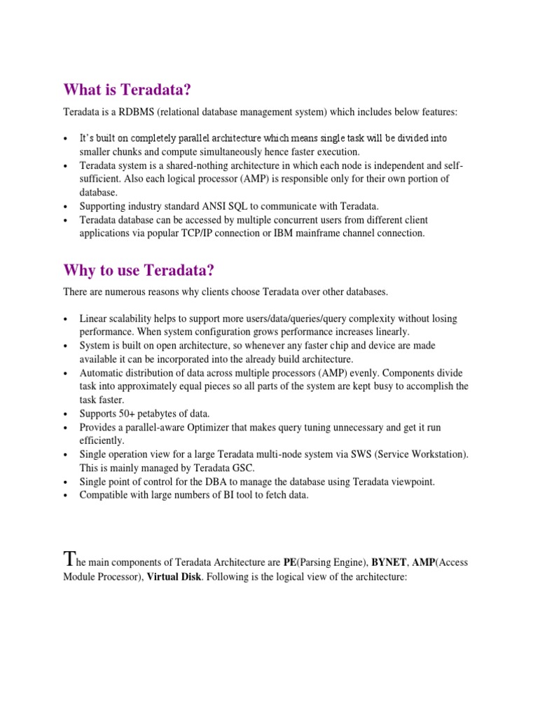 What Is Teradata | PDF | Databases | Database Index