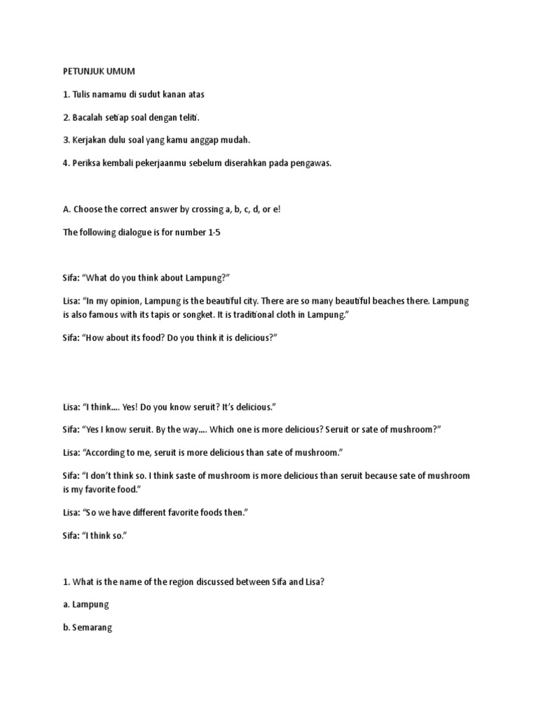 Soal Multiple Choice Untuk LLA | PDF