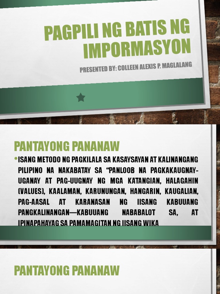 Pagpili NG Batis NG Impormasyon | PDF