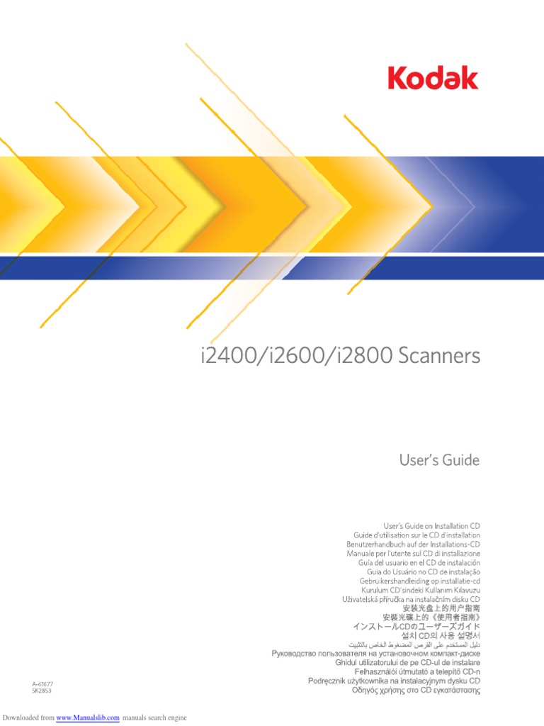 Kodak i2400/i2600/i2800 Scanner Guide | PDF | Image Scanner ...