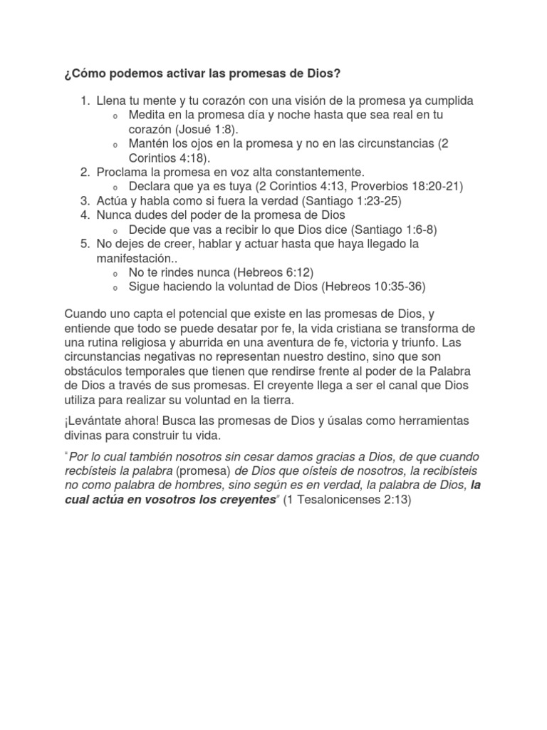 Cómo Podemos Activar Las Promesas de Dios | PDF | Derecho | Relaciones ...