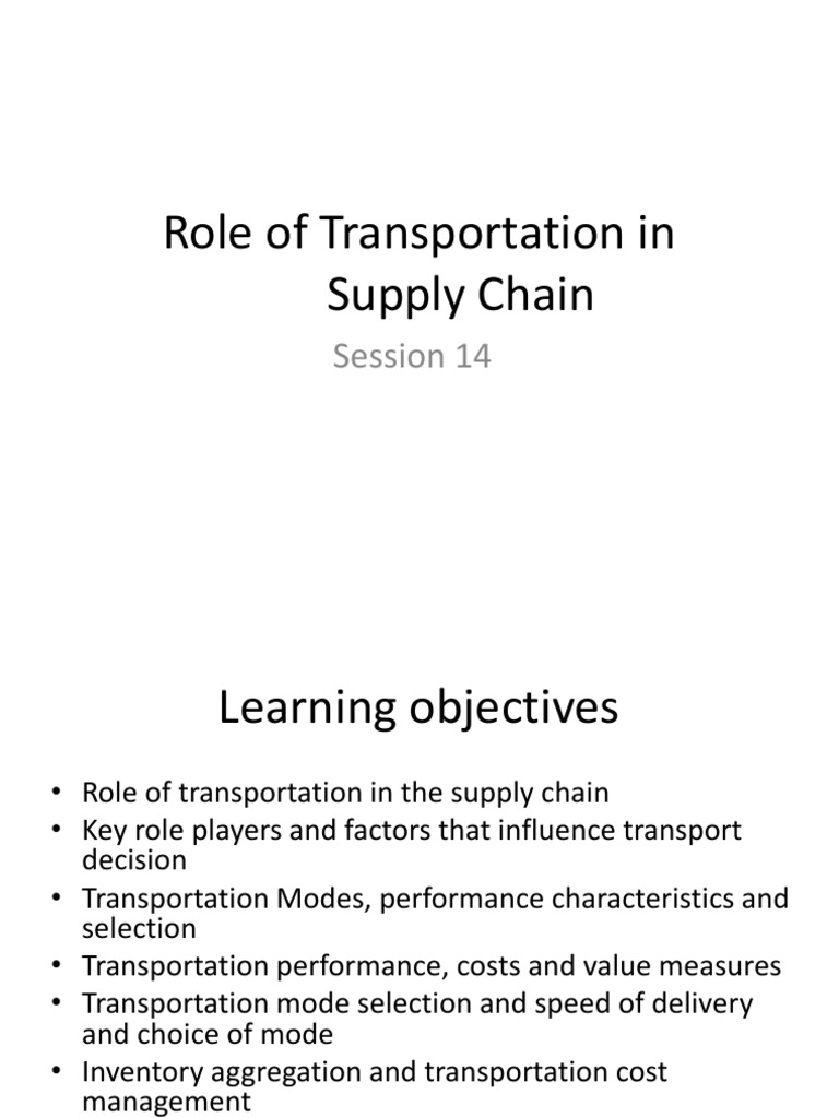 Role of transportation in supply chain optimization | PDF | Intermodal ...