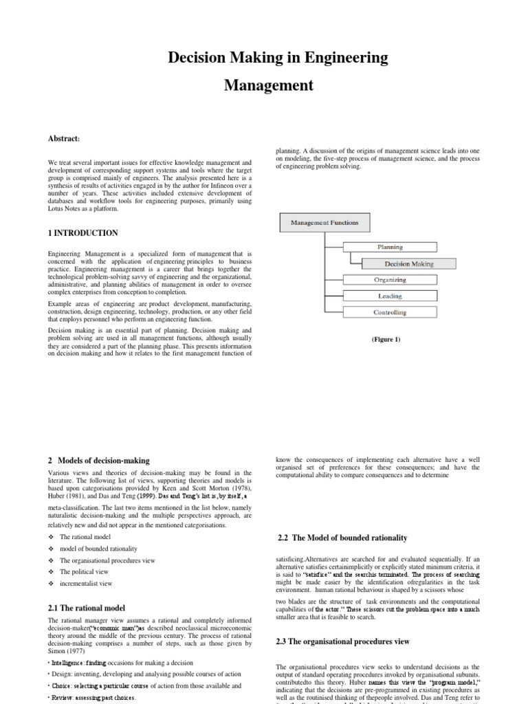 Engineering Management Decision-Making | PDF | Decision Making ...