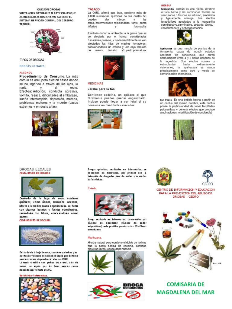 Triptico Drogas | PDF | Cocaína | Drogas