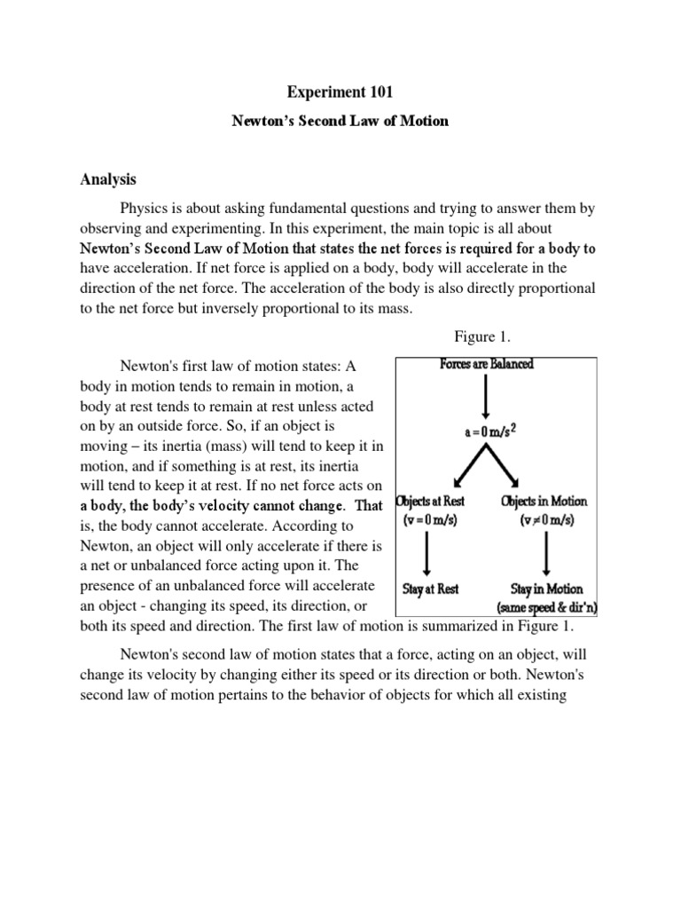 Experiment 101 Newton's Second Law of Motion | PDF | Acceleration | Force