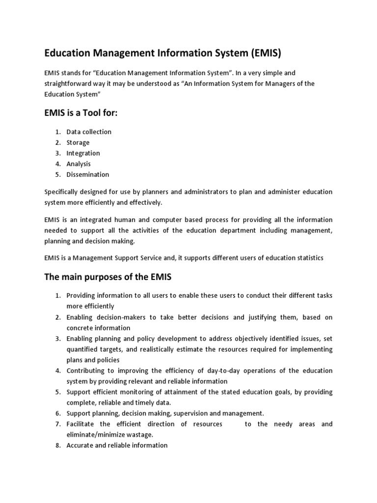 Education Management Information System | PDF | Information | Teachers