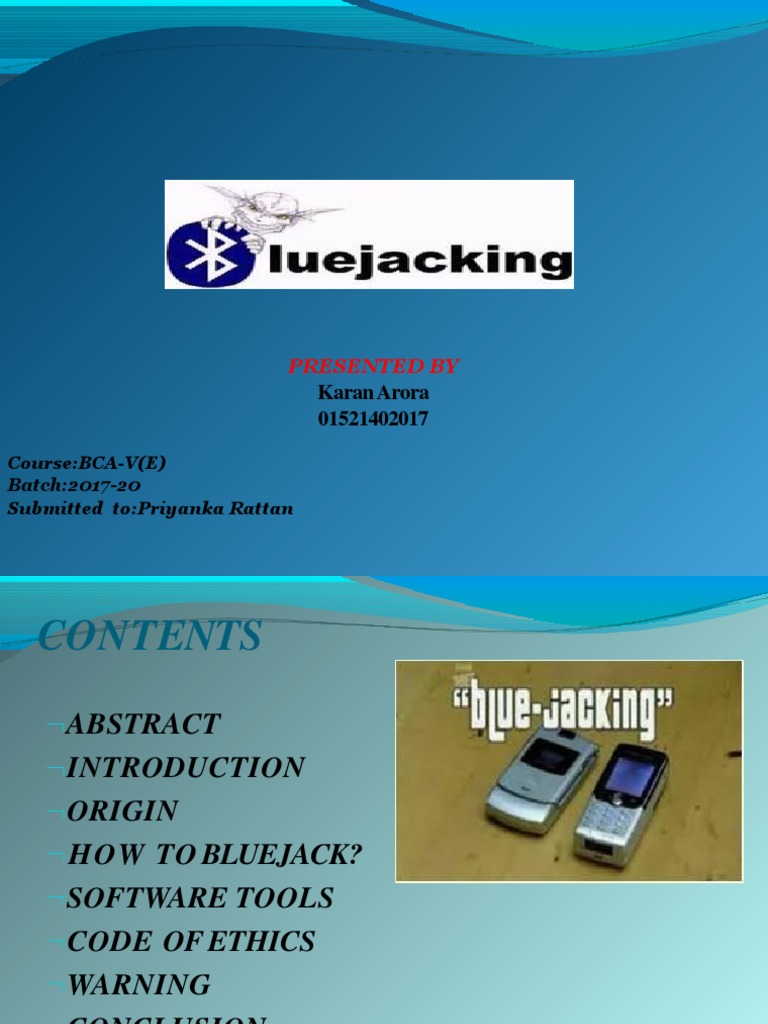Blue Jacking | PDF | Security Hacker | Bluetooth