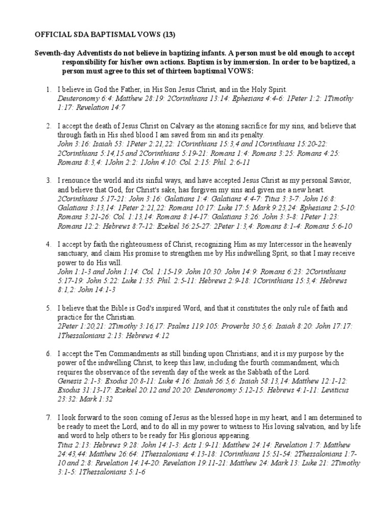 Official SDA Baptismal Vows | PDF | John The Baptist | Christianity