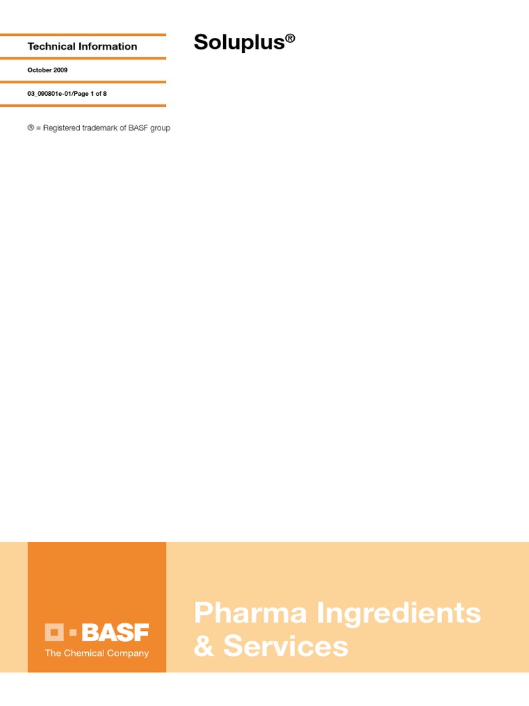 Pharma Ingredients & Services: Soluplus | PDF | Pharmaceutical ...