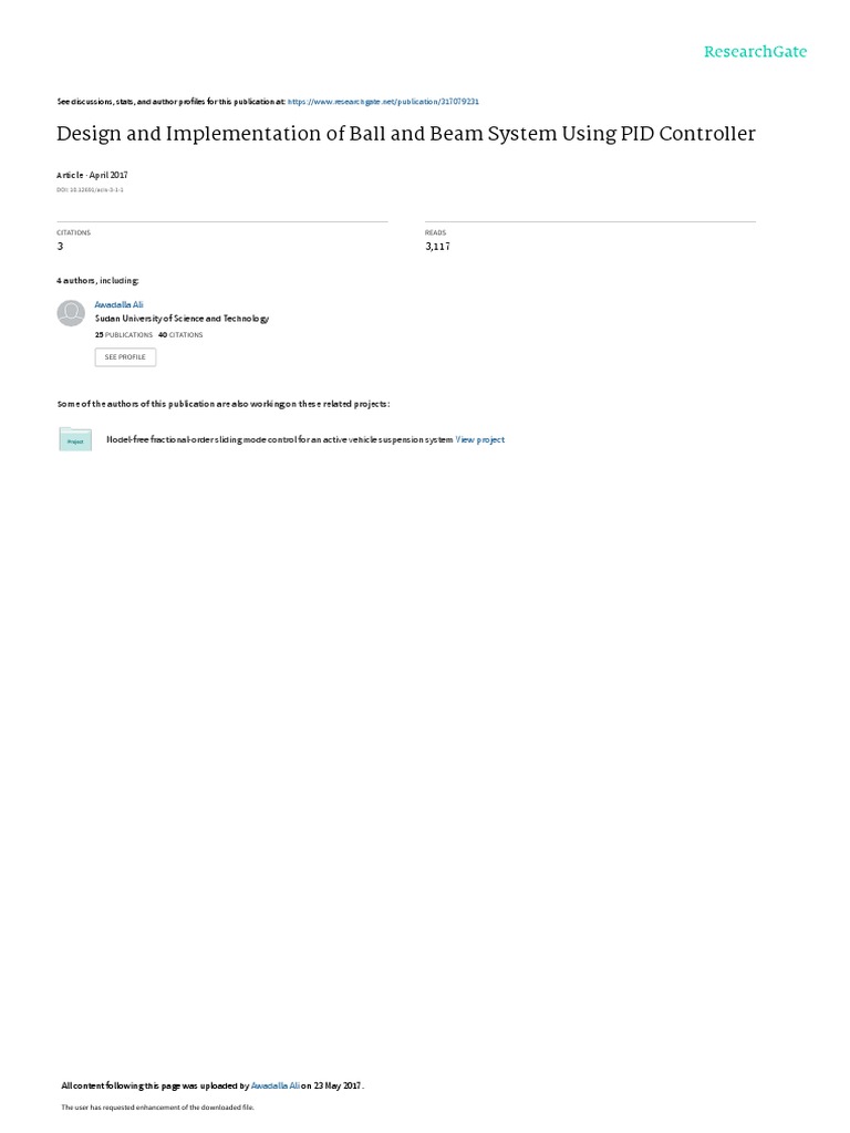 Design and Implementation of Ball and Beam System Using PID Controller ...