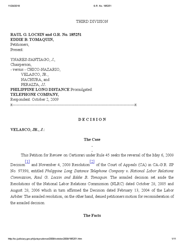 RAUL G. LOCSIN and G.R. No. 185251 Eddie B. Tomaquin | PDF ...