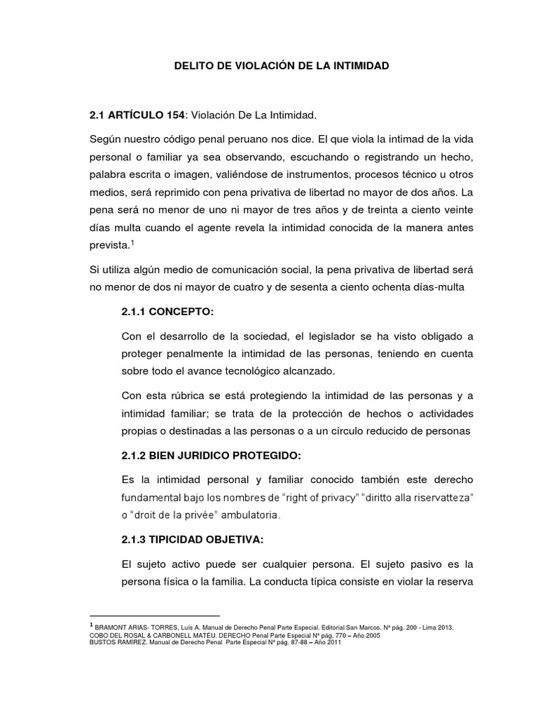 Violacion de La Intimidad | PDF | Violación | Derecho penal