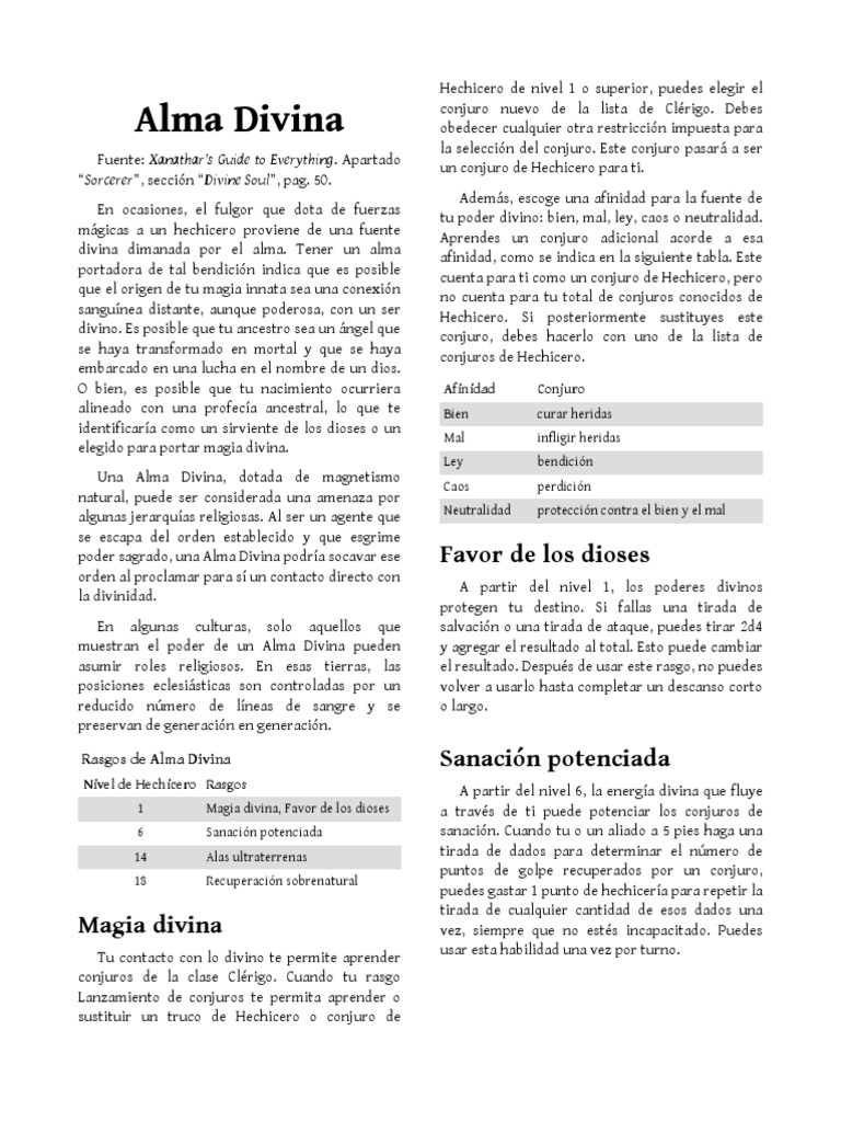 Hechicero Alma Divina en D&D 5E | PDF | Mago (fantasía)