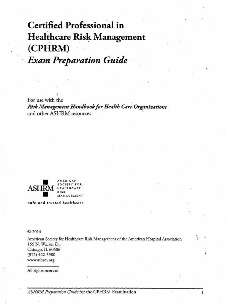 CPHRM Guide 2 | PDF | Risk Management | Risk