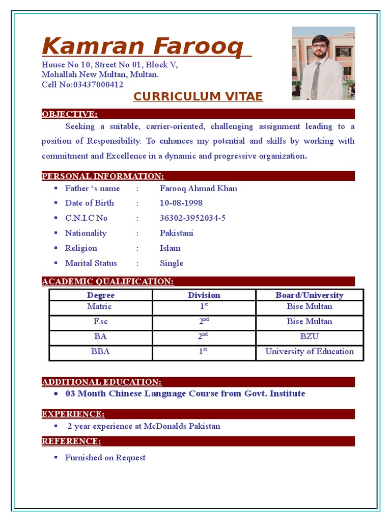 Kamran Farooq: Curriculum Vitae | PDF