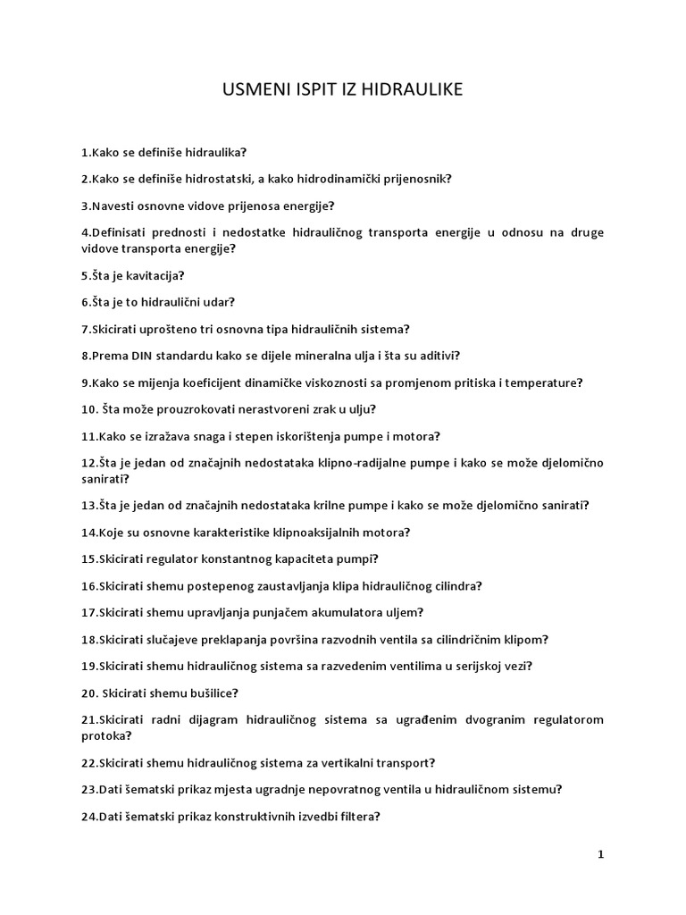 Usmeni Ispit Iz Hidraulike PDF | PDF