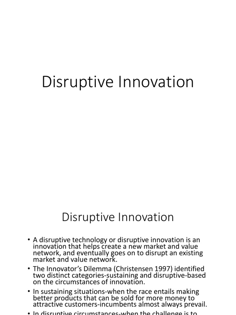 Disruptive Innovation PDF | PDF | Disruptive Innovation | Exchange ...