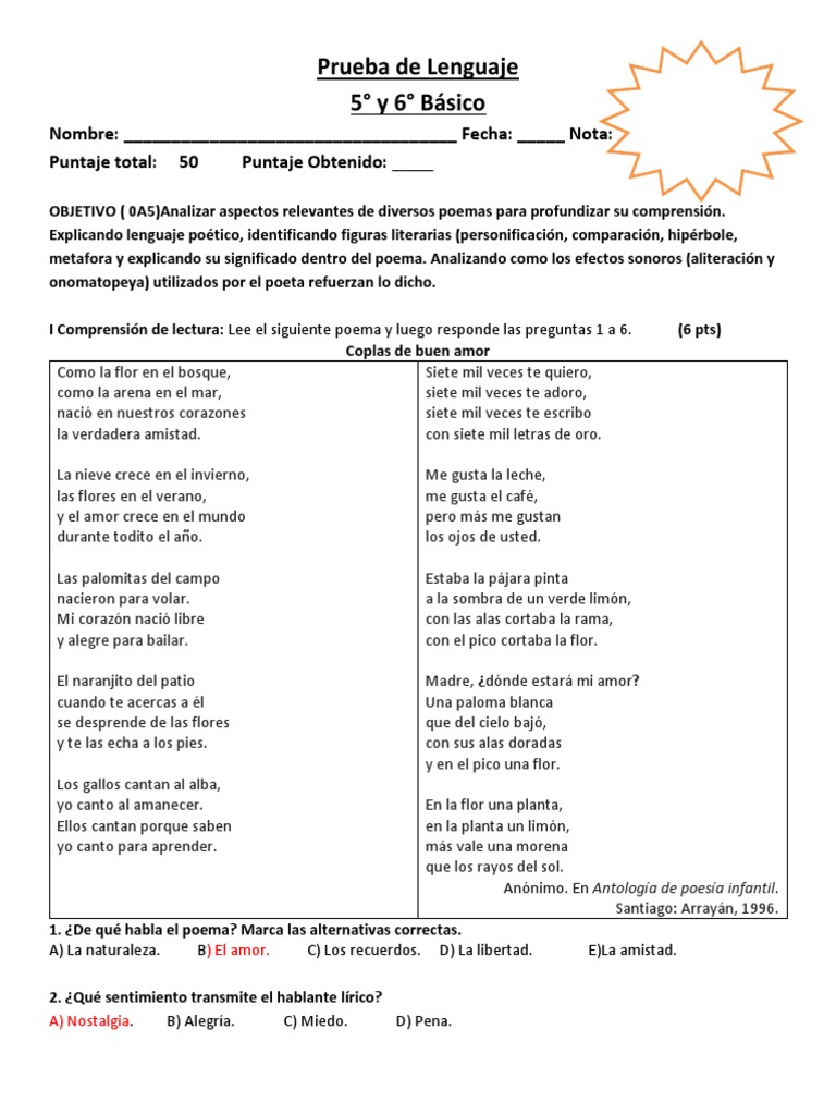 Comprensión de Poemas y Figuras Literarias | PDF | Metáfora | Poesía