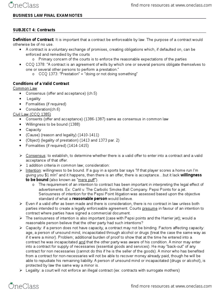 Business Law Notes | PDF | Law Of Agency | Offer And Acceptance