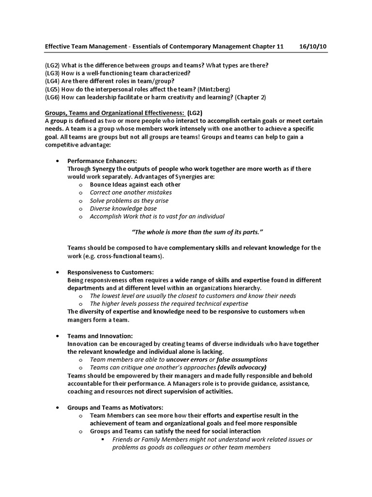 Essentials of Contemporary Management Chapter 11 | PDF | Leadership | Goal